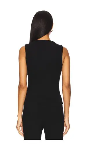 Enza Costa Silk Knit Sleeveless Boatneck Top - Black