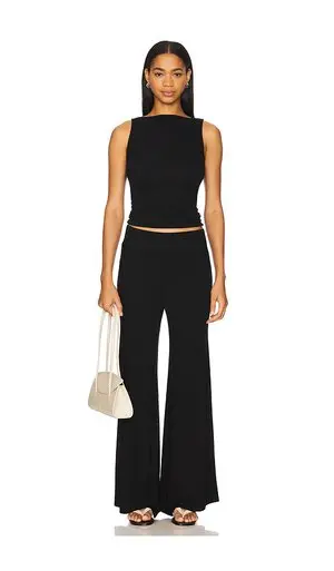 Enza Costa Silk Knit Sleeveless Boatneck Top - Black