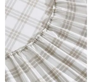 SUPERIOR Eddie Bauer Basic Plaid White-saddle Beige King Sheet Set