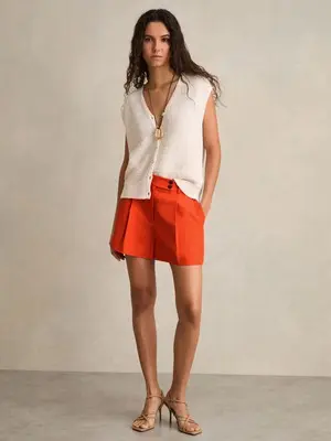 REISS Raine Tailored Linen Shorts