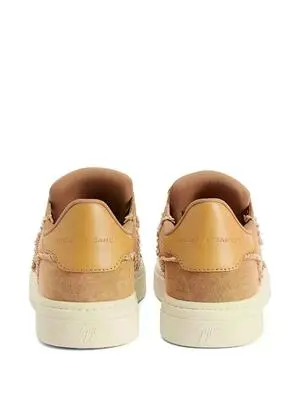 GIUSEPPE ZANOTTI Frayed-detail Low-top Sneakers - Brown