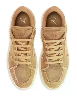 GIUSEPPE ZANOTTI Frayed-detail Low-top Sneakers - Brown