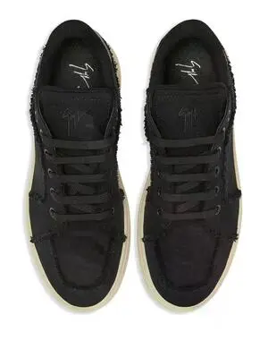 GIUSEPPE ZANOTTI Frayed-detail Low-top Sneakers - Black