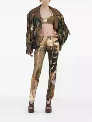 Roberto Cavalli Feather-print Trousers