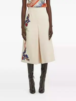 Roberto Cavalli Floral-embroidered Midi Skirt