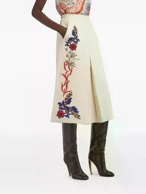 Roberto Cavalli Floral-embroidered Midi Skirt