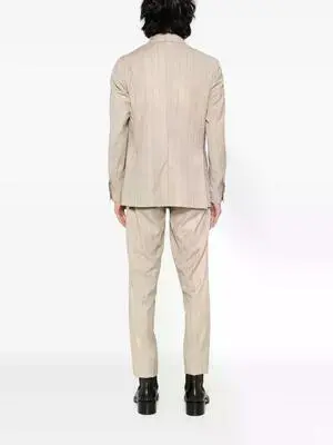 LARDINI Striped Double Breasted Suit - Neutrals