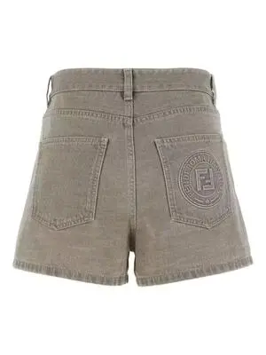 Fendi Stamp 1925 Logo-embroidered Denim Shorts - Neutrals