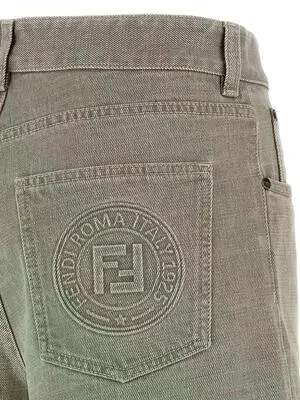 Fendi Stamp 1925 Logo-embroidered Denim Shorts - Neutrals