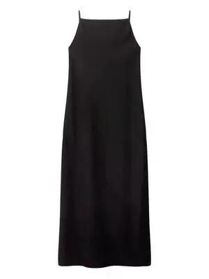 Another Tomorrow Square-neck Slip Dress - Black