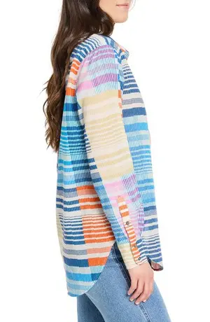NIC+ZOE Sunset Stripe Cotton Button-up Shirt