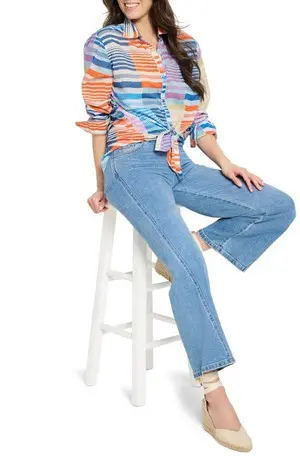 NIC+ZOE Sunset Stripe Cotton Button-up Shirt