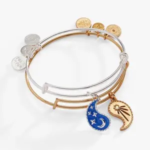 ALEX AND ANI Yin Yang Celestial Bangle Bracelet Set Of 2 - Two Tone
