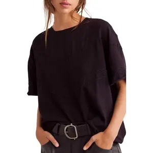 Free People Dorothy Lace Trim Oversized T-shirt - Black