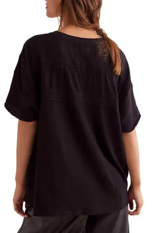 Free People Dorothy Lace Trim Oversized T-shirt - Black