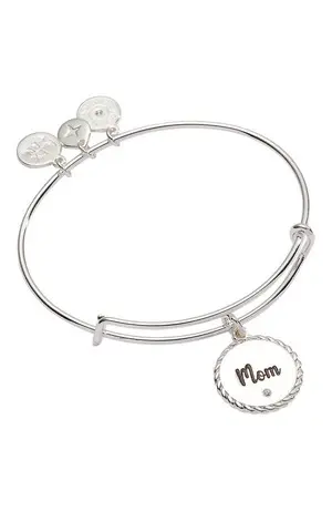 ALEX AND ANI Mom Charm Bangle Bracelet - Silver