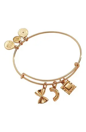 ALEX AND ANI Pasta Charm Bangle Bracelet - Gold