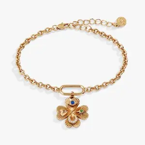 ALEX AND ANI Lucky Four Leaf Clover Bracelet - Gold