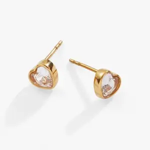 ALEX AND ANI Crystal Heart Mini Stud Earrings - Gold
