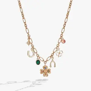 ALEX AND ANI Lucky Four Leaf Clover Charm Necklace - Gold