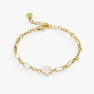 ALEX AND ANI Daisy Charm Chain Bracelet - Pearl