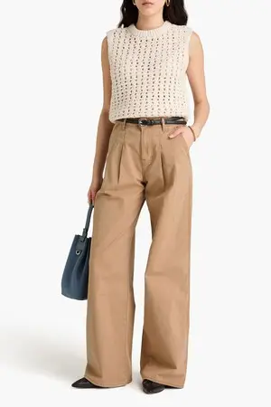 Veronica Beard Mia Stretch-cotton Twill Wide-leg Pants