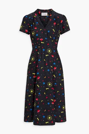 HVN Morgan Printed Silk Dress
