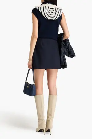 Veronica Beard Striped Wool-cashmere Blend Hooded Dickey