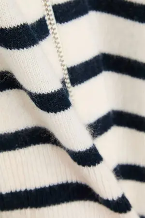 Veronica Beard Striped Wool-cashmere Blend Hooded Dickey