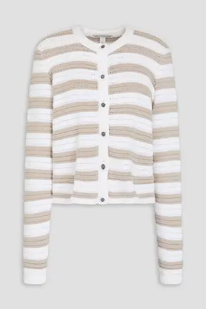 Autumn Cashmere Striped Cotton Cardigan - White