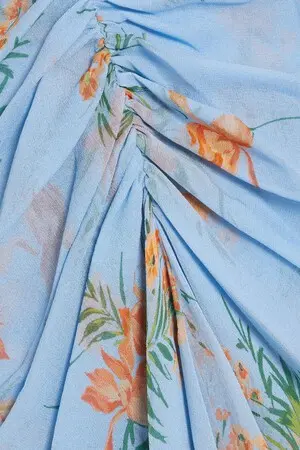 Veronica Beard Sira Floral-print Silk-chiffon Maxi Skirt - Light Blue