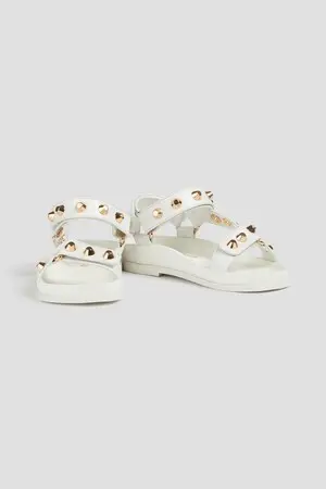 Sandro Embellished Leather Sandals - Ecru