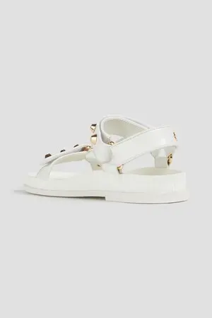 Sandro Embellished Leather Sandals - Ecru