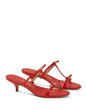 FERRAGAMO Abili 40 Mini Bow Sandals - Flame Red