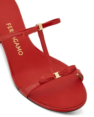 FERRAGAMO Abili 40 Mini Bow Sandals - Flame Red
