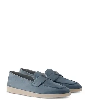 Prada Prada Suede Loafers With Enamel Logo Denim