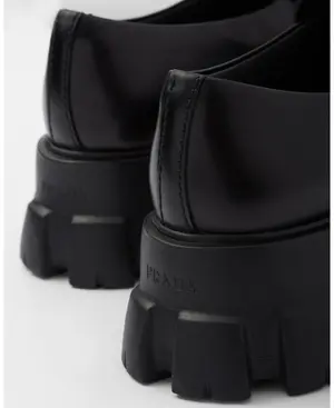 Prada Monolith Brushed Leather Loafers - Black