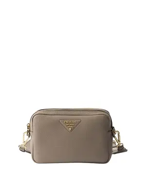 Prada Small Leather Shoulder Bag - Clay Gray