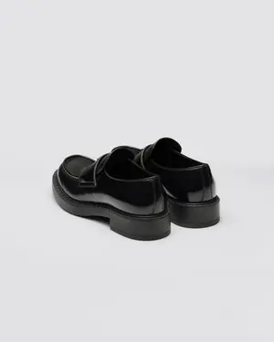 Prada Chocolate Brushed Leather Loafers - Black