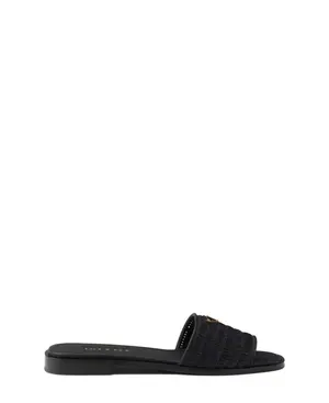 Prada Leather Slides With Crochet Details - Black