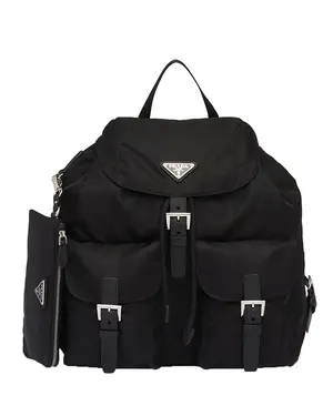 Prada Medium Re-nylon Backpack With Pouch - Black