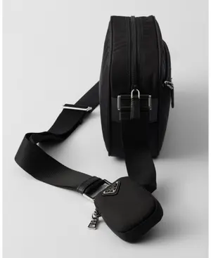 Prada Re-nylon Shoulder Bag With Detachable Pouch - Black