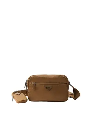 Prada Re-nylon Shoulder Bag With Detachable Pouch - Brown