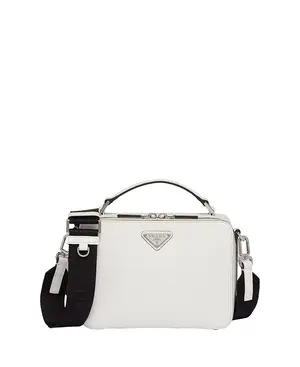 Prada Brique Medium Saffiano Leather Bag - White