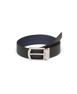 Prada Reversible Saffiano Leather Belt - Black/baltic Blue