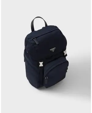 Prada Re-nylon And Saffiano Leather Backpack - Blue
