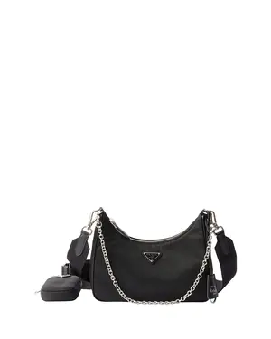 Prada Re-edition 2005 Re-nylon Bag With Saffiano Mini Bag - Black
