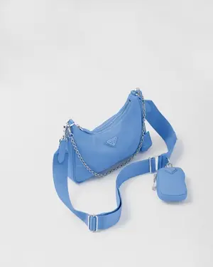 Prada Re-edition 2005 Re-nylon Bag With Saffiano Mini Bag - Light Blue