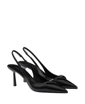 PRADA Prada Brushed Leather Slingback Pumps