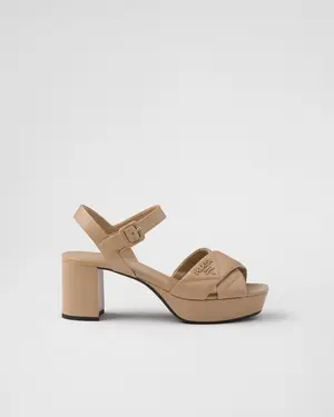Prada Quilted Nappa Leather Platform Sandals - Sand Beige